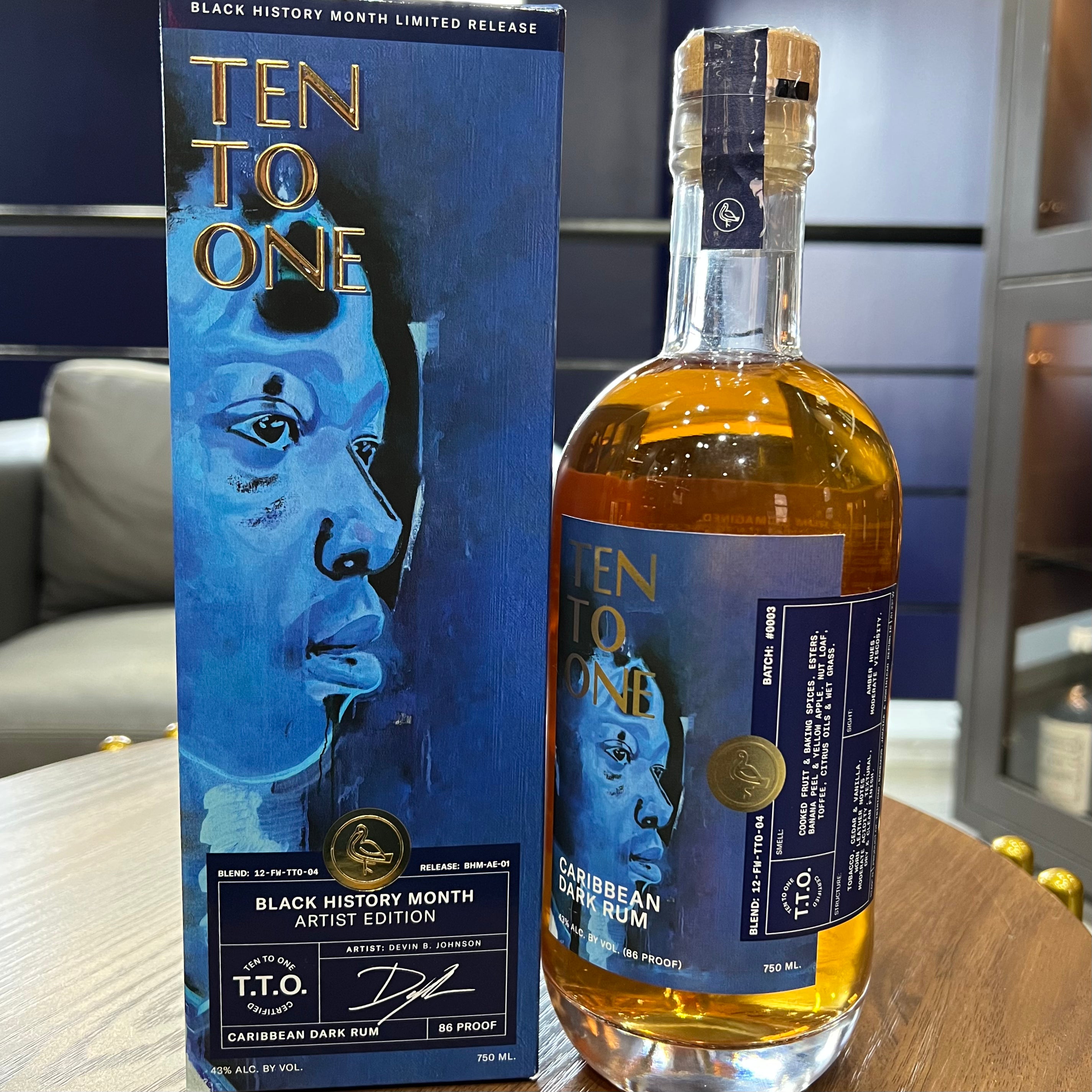 Ten to One Caribbean Dark Rum - Black History Month Artist Edition Bat ...